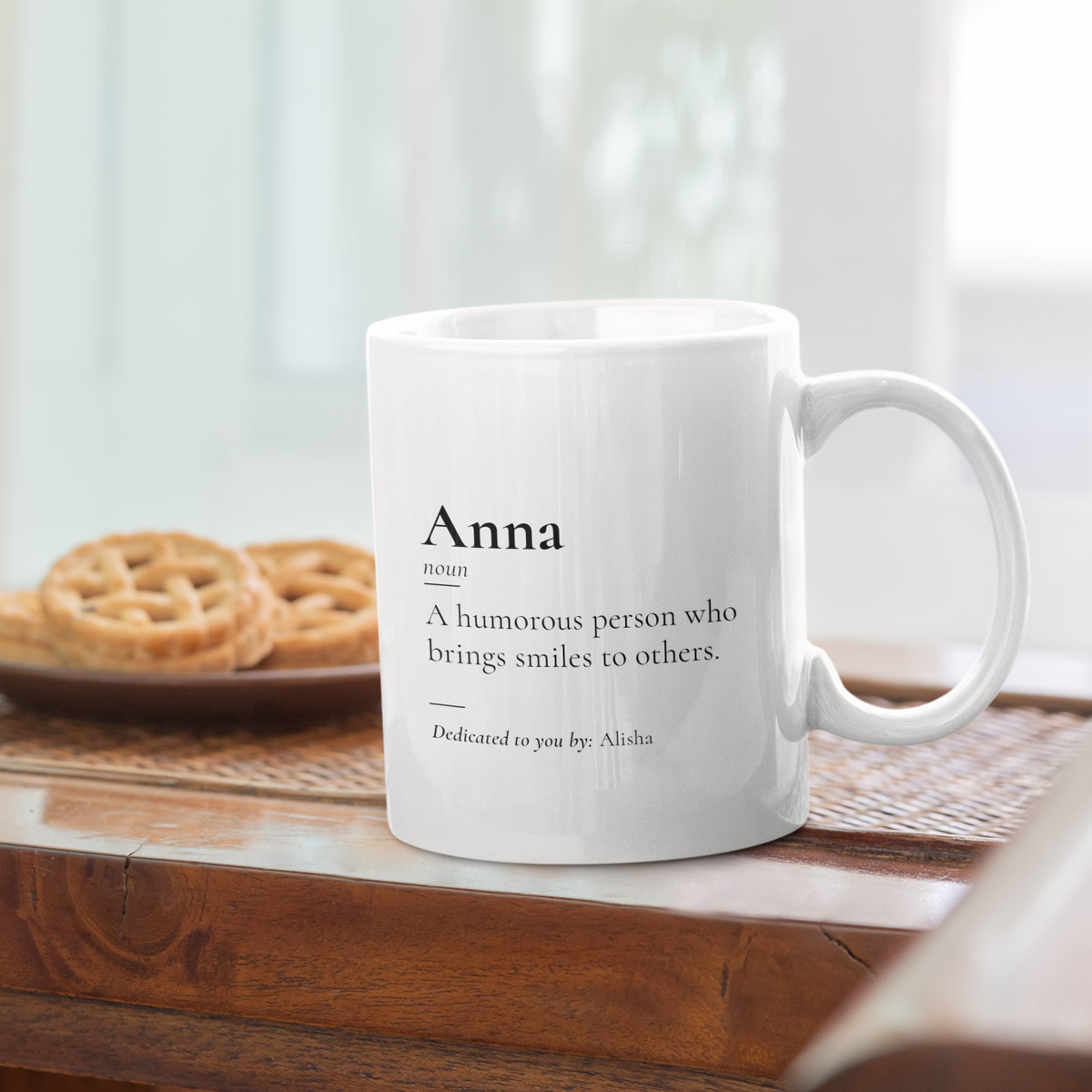 Personalised Name Meaning Mug "A humorous person who brings smiles to ...