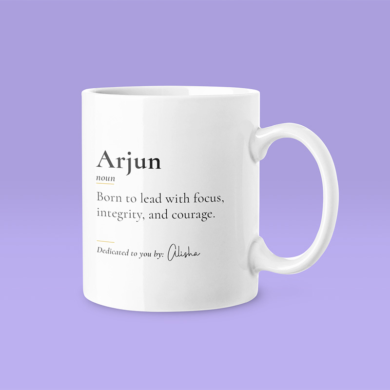 Personalised Name Meaning Mug - "Born to Lead with Focus, Integrity ...