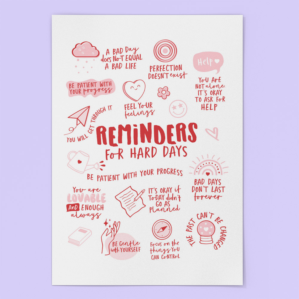 "Reminders for Hard Days" Motivational Poster – Mental Health & Self ...