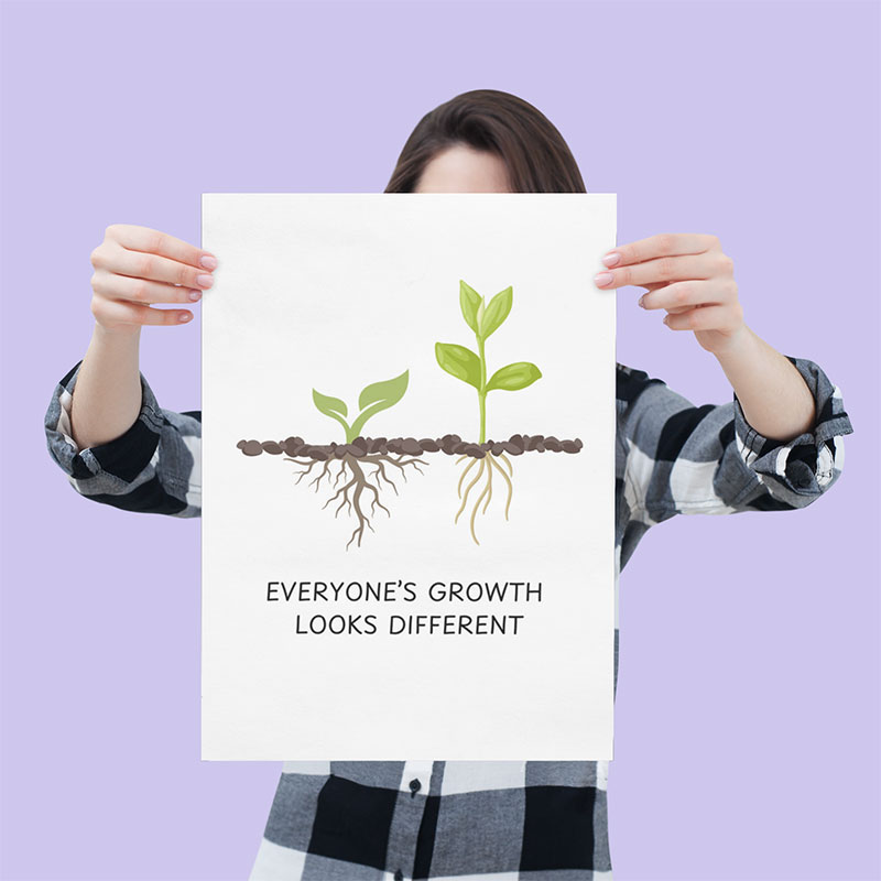 "Everyone’s Growth Looks Different" – Minimalist Growth Mindset Poster ...